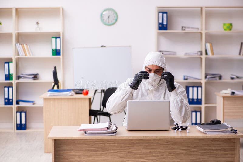 Office Worker Working in Quarantine Self-isolation Stock Image - Image ...