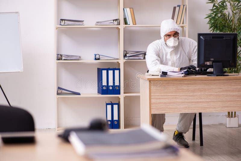 Office Worker Working in Quarantine Self-isolation Stock Image - Image ...