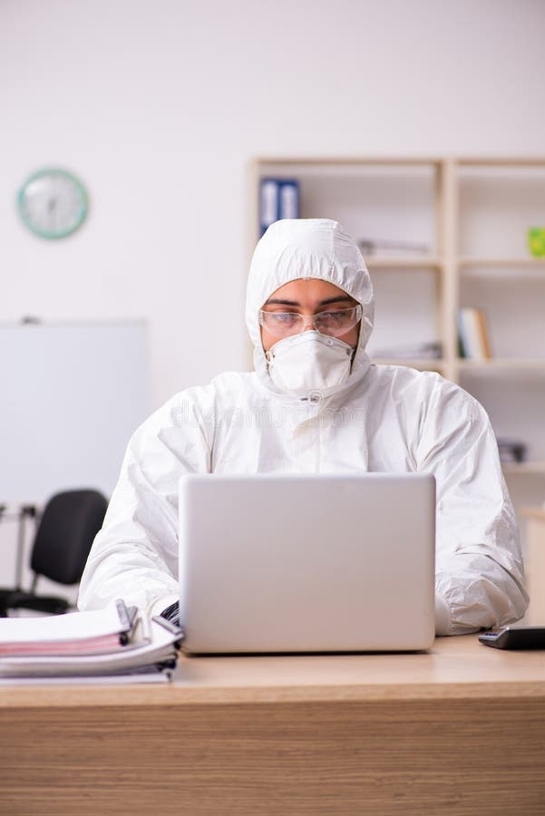 Office Worker Working in Quarantine Self-isolation Stock Photo - Image ...