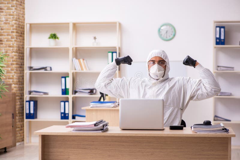 Office Worker Working in Quarantine Self-isolation Stock Photo - Image ...