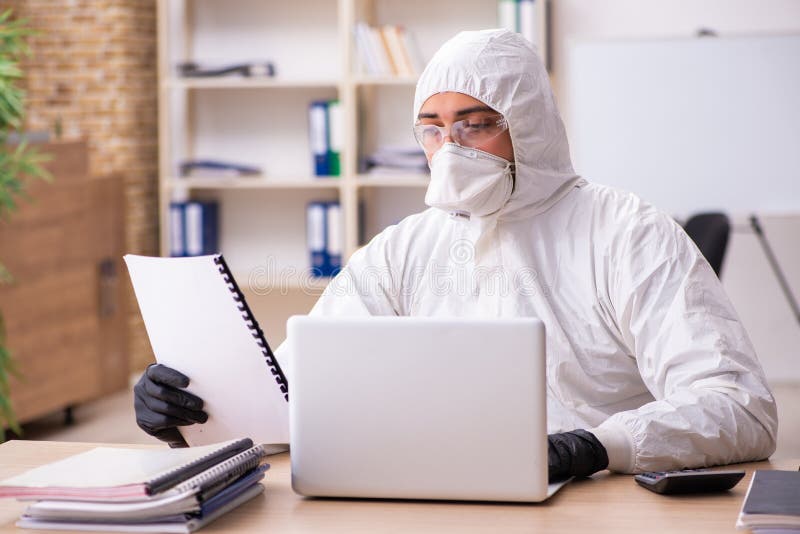 Office Worker Working in Quarantine Self-isolation Stock Photo - Image ...
