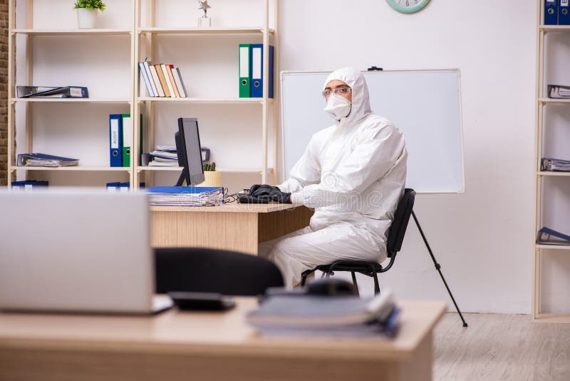 Office Worker Working in Quarantine Self-isolation Stock Photo - Image ...