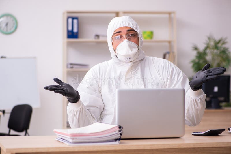 Office Worker Working in Quarantine Self-isolation Stock Image - Image ...