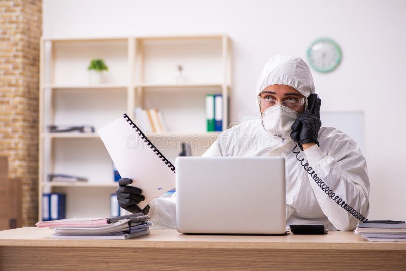 Office Worker Working in Quarantine Self-isolation Stock Photo - Image ...