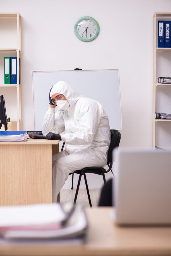 Office Worker Working in Quarantine Self-isolation Stock Photo - Image ...