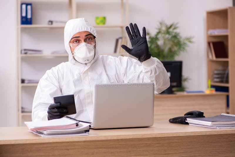 Office Worker Working in Quarantine Self-isolation Stock Image - Image ...