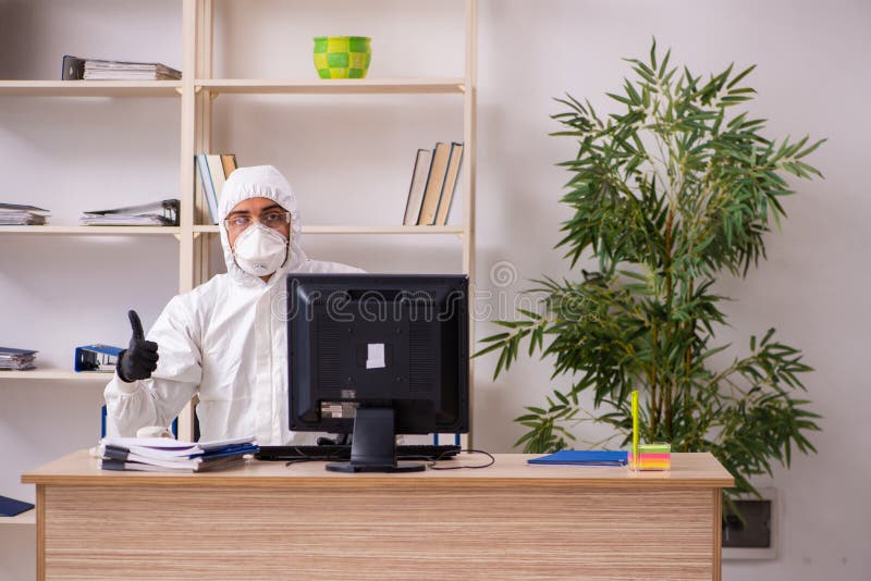 Office Worker Working in Quarantine Self-isolation Stock Photo - Image ...