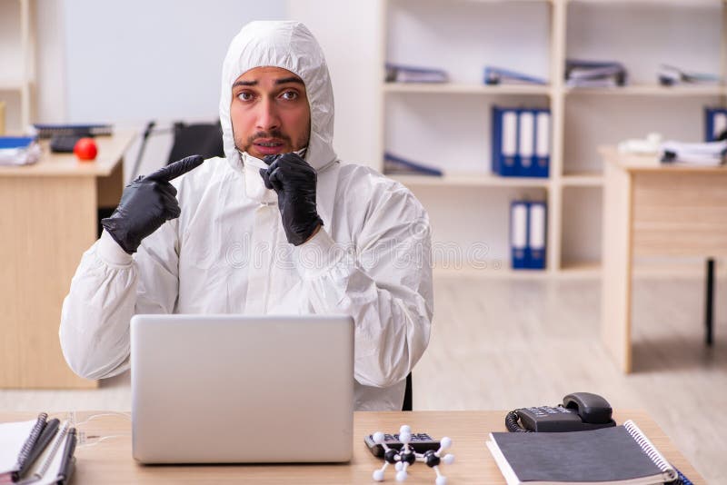 Office Worker Working in Quarantine Self-isolation Stock Photo - Image ...