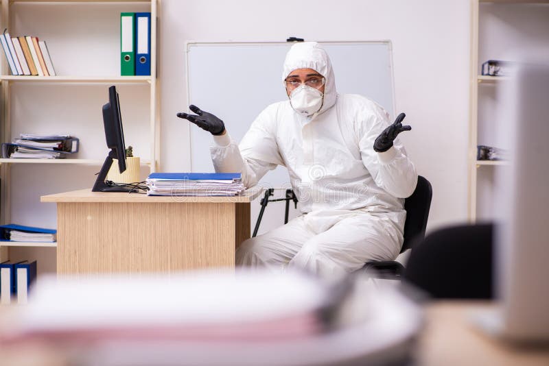 Office Worker Working in Quarantine Self-isolation Stock Image - Image ...