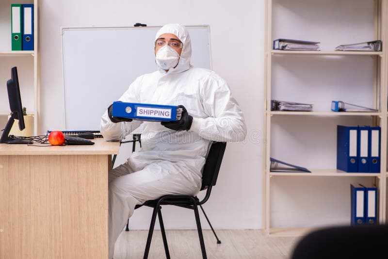 Office Worker Working in Quarantine Self-isolation Stock Image - Image ...