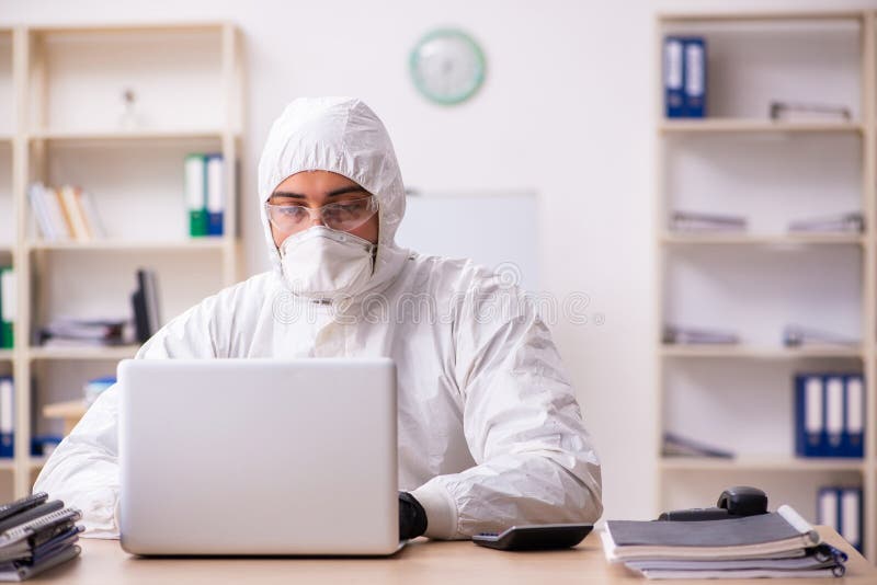 Office Worker Working in Quarantine Self-isolation Stock Photo - Image ...