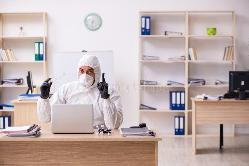 Office Worker Working in Quarantine Self-isolation Stock Image - Image ...
