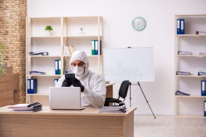 Office Worker Working in Quarantine Self-isolation Stock Photo - Image ...