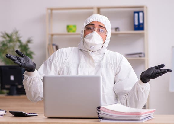 Office Worker Working in Quarantine Self-isolation Stock Photo - Image ...