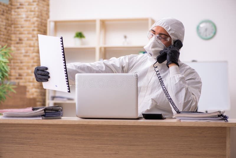 Office Worker Working in Quarantine Self-isolation Stock Photo - Image ...