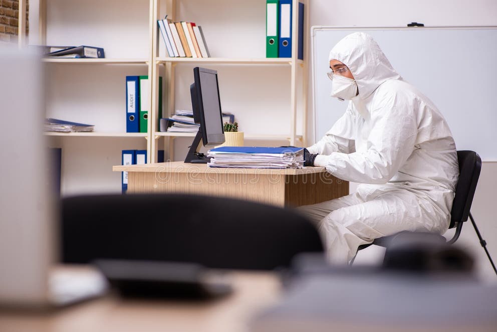 Office Worker Working in Quarantine Self-isolation Stock Image - Image ...