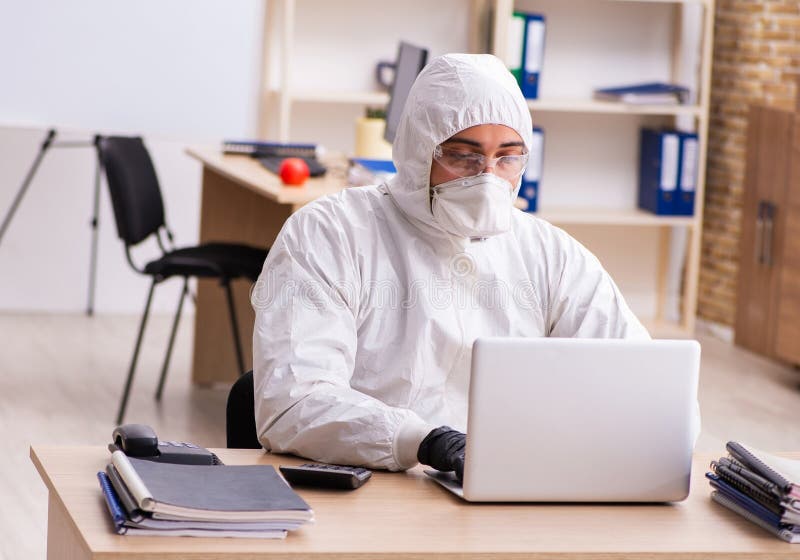 Office Worker Working in Quarantine Self-isolation Stock Photo - Image ...