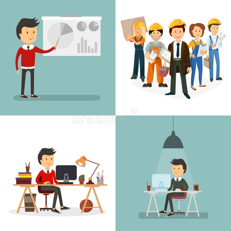 Office Worker. Workplace. Builders Team Stock Illustration ...