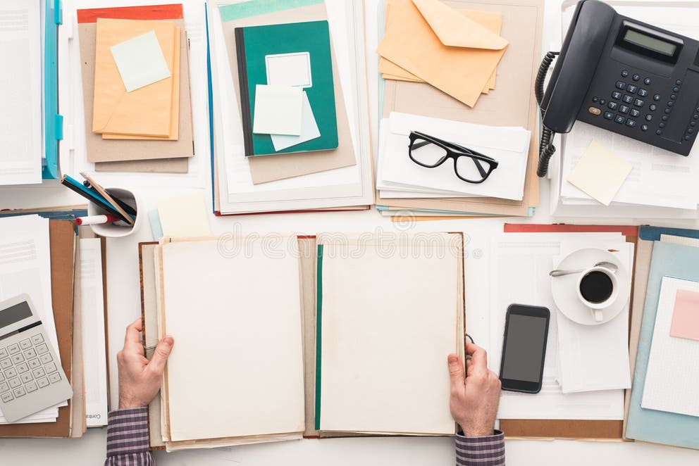 Office Worker Writing Paperwork Stock Image - Image of company, crowded ...