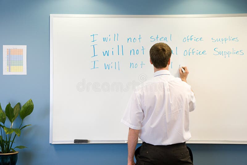 Office Worker Writing on Whiteboard Stock Photo - Image of businessman ...
