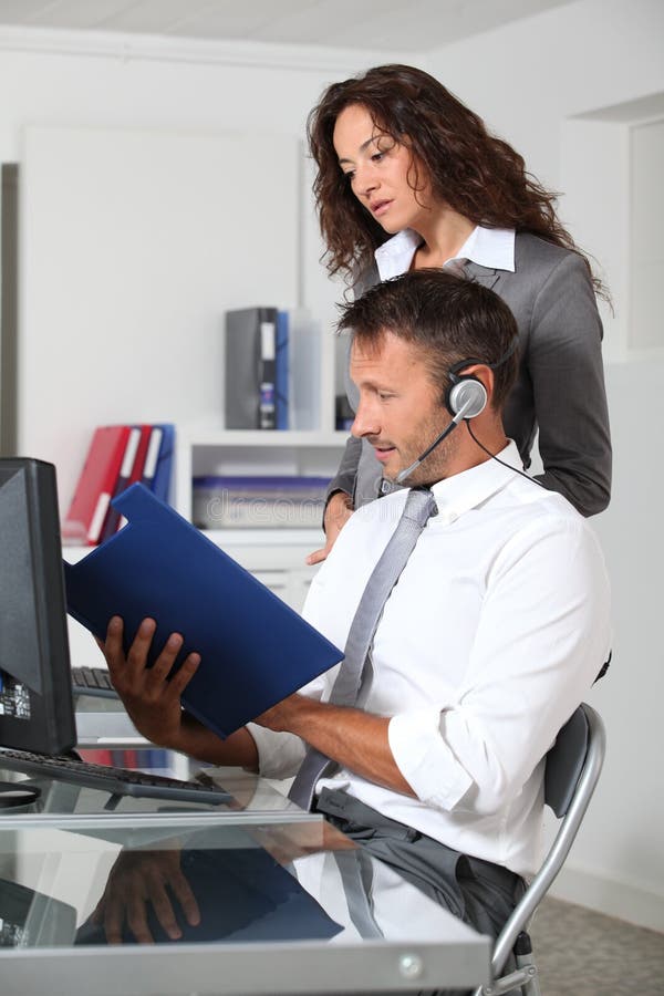Office workers stock photo. Image of boss, work, headset - 16339286