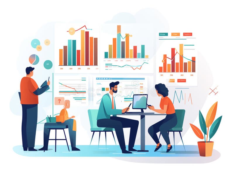 Office Workers and Business People Working Overtime at Deadline Stock ...