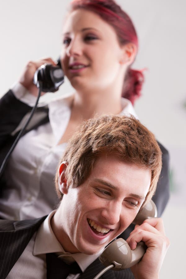 Office Workers in a Call Center with Phones Stock Image - Image of ...