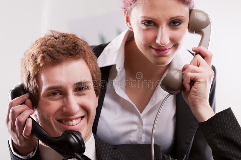 Workers in a Call Centre with Earpiece on Stock Photo - Image of ...