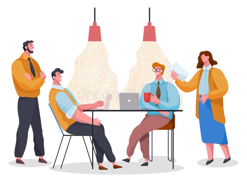 Office Workers Characters Discussing Matters. Business Meeting and ...