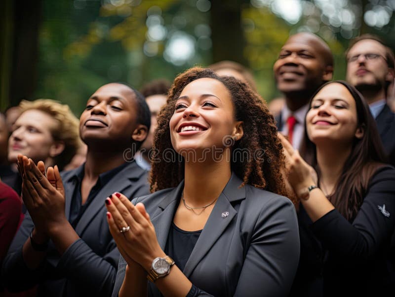 Office Workers Clapping for Colleagues Success Stock Illustration ...