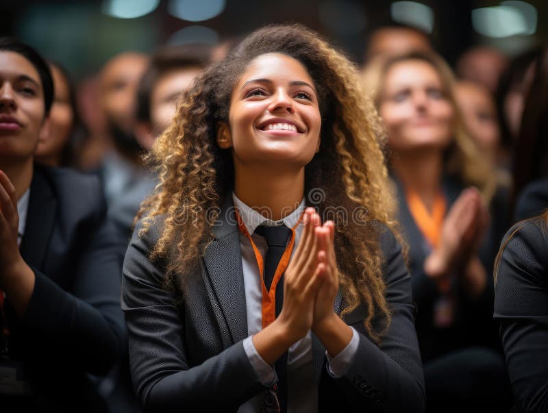 Office Workers Clapping for Colleagues Success Stock Illustration ...