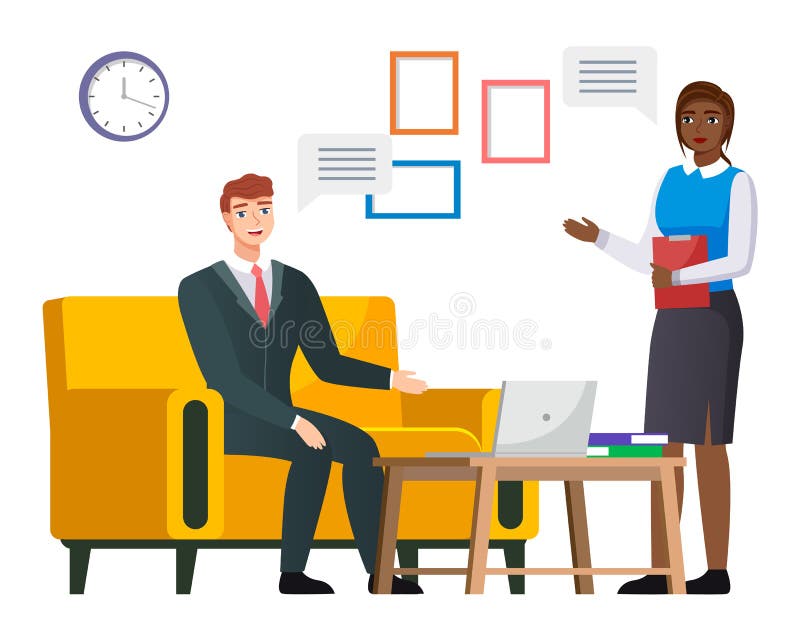 Office Workers. Co-workers. Colleagues Discuss Project Teamwork. Office ...