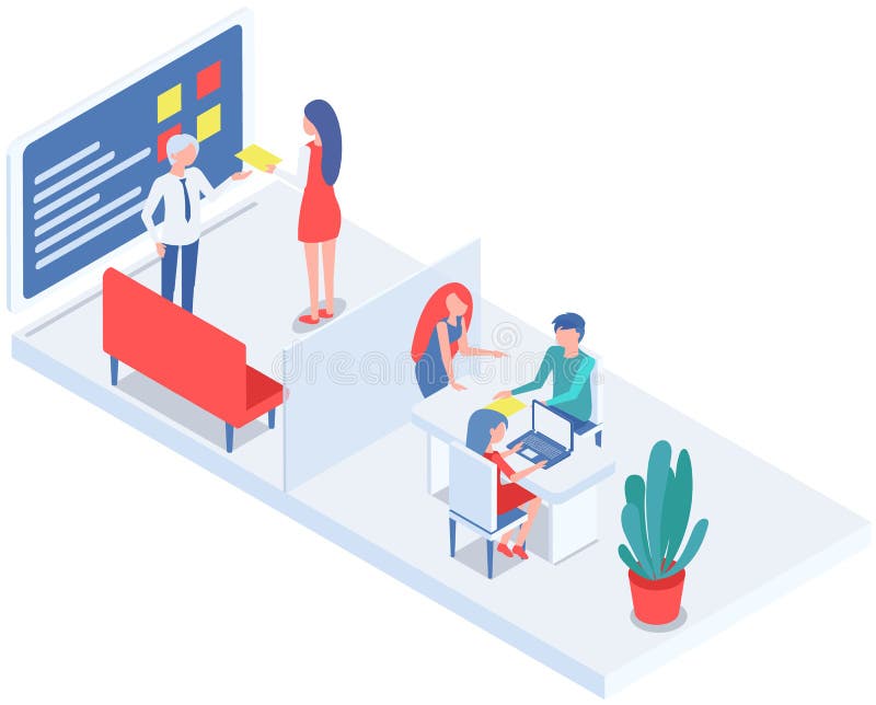 Office Workers. Co-workers. Colleagues Discuss Project Teamwork. Office ...