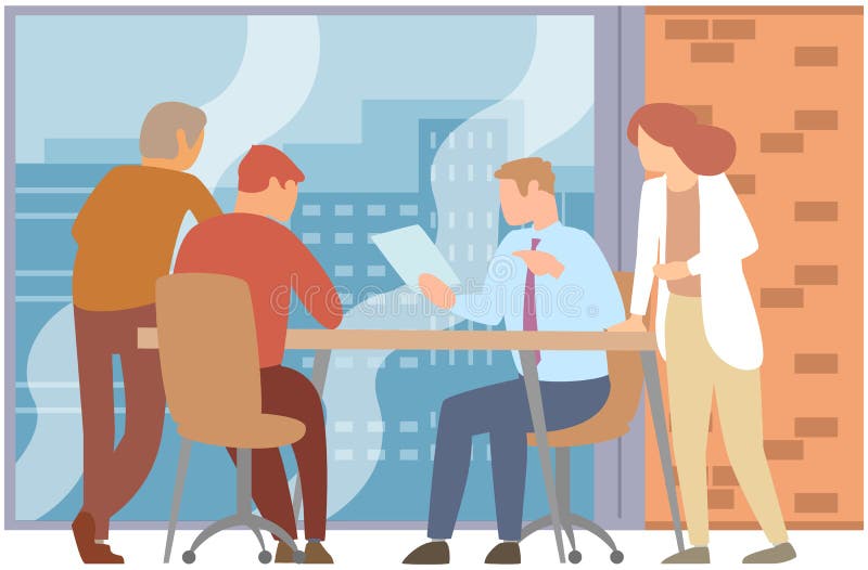 Office Workers. Co-workers. Colleagues Discuss Project Teamwork. Office ...