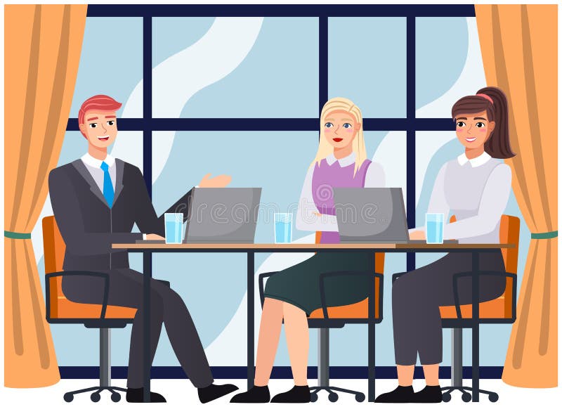 Office Workers. Co-workers. Colleagues Discuss Project Teamwork. Office ...