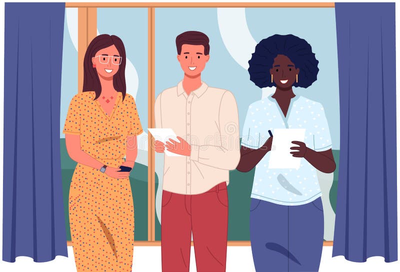 Office Workers. Co-workers. Colleagues Discuss Project Teamwork. Office ...