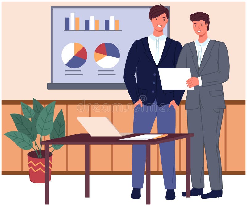 Office Workers. Co-workers. Colleagues Discuss Project Teamwork. Office ...