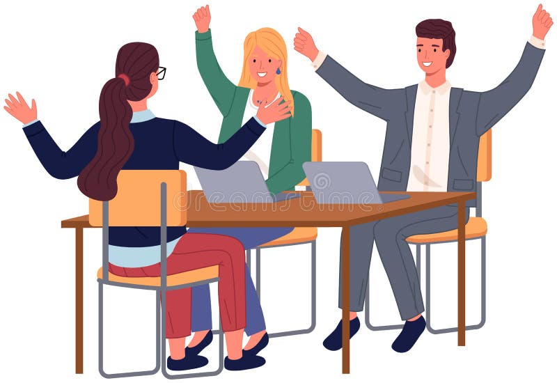 Office Workers. Co-workers. Colleagues Discuss Project Teamwork. Office ...