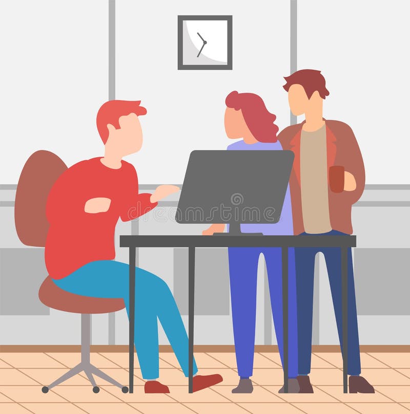 Office Workers. Co-workers. Colleagues Discuss Project Teamwork. Office ...