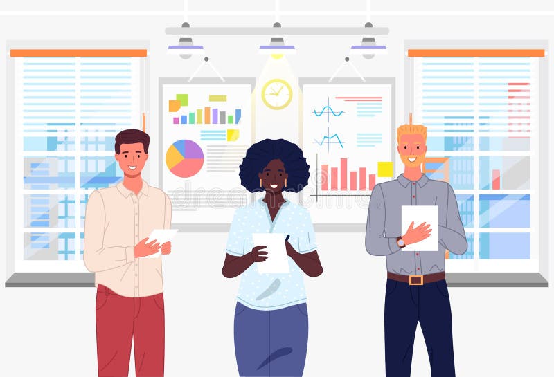 Office Workers. Co-workers. Colleagues Discuss Project Teamwork. Office ...