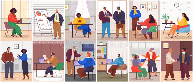 Office Workers. Co-workers. Colleagues Discuss Project Teamwork. Office ...