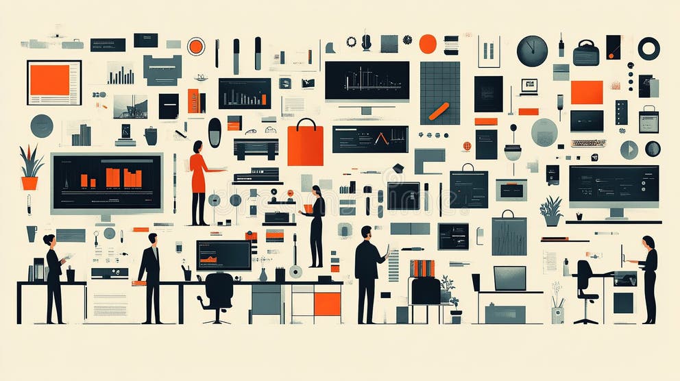 Office Workers Collaborate Amidst Diverse Workplace Tools and ...