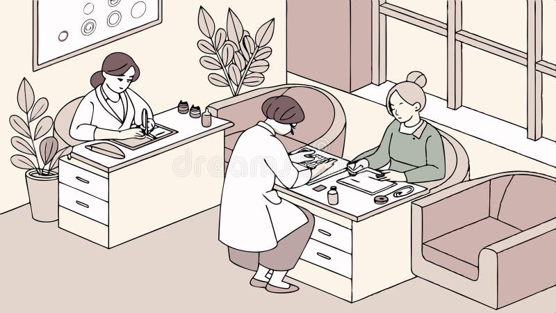 Office Workers Desks, Business Interior, Workplace Scene Vector Design ...