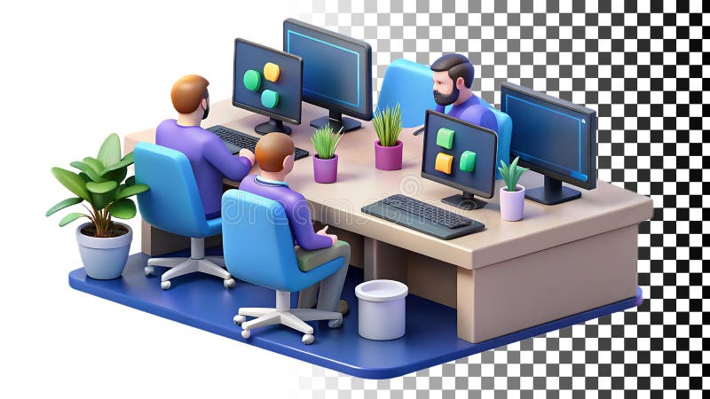 Office Workers at Desks and Professional Workspace Png Transparent ...