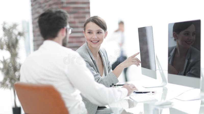 Office Workers Discuss the Current Problems Stock Image - Image of ...