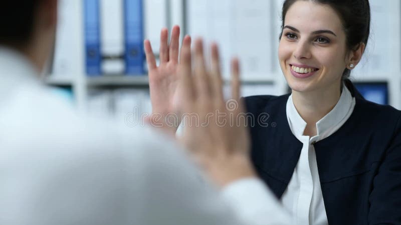 High Five, Planning and Business Women in Office for Teamwork ...