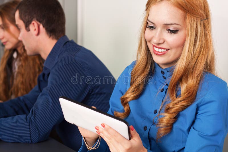 Office workers stock photo. Image of notebook, discussing - 39590368
