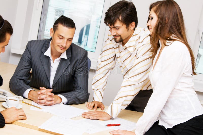 Office Workers Having a Discussion Stock Image - Image of beautiful ...
