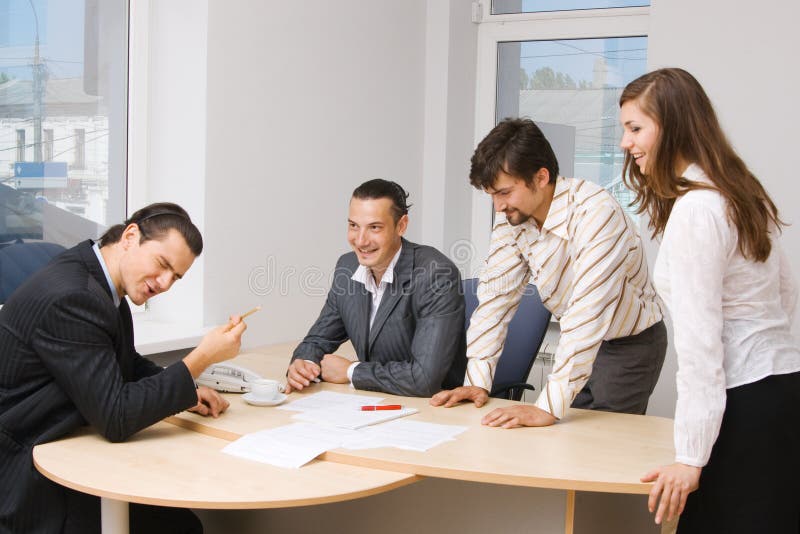 Group of People Having Fun during Informal Business Meeting Stock Image ...