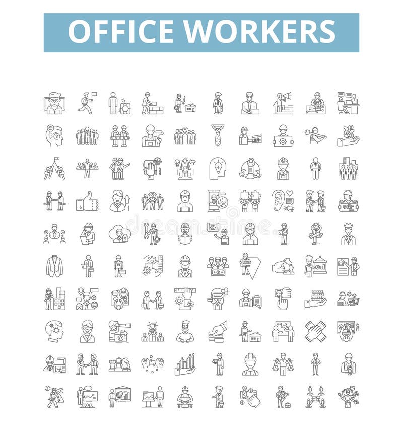 Office Workers Icons, Line Symbols, Web Signs, Vector Set, Isolated ...